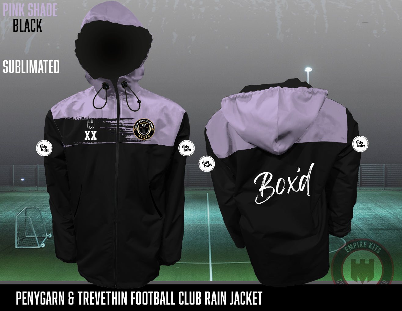 Penygarn Trevethin FC Rain Jackets (Pink Shade and Black) – empirekits